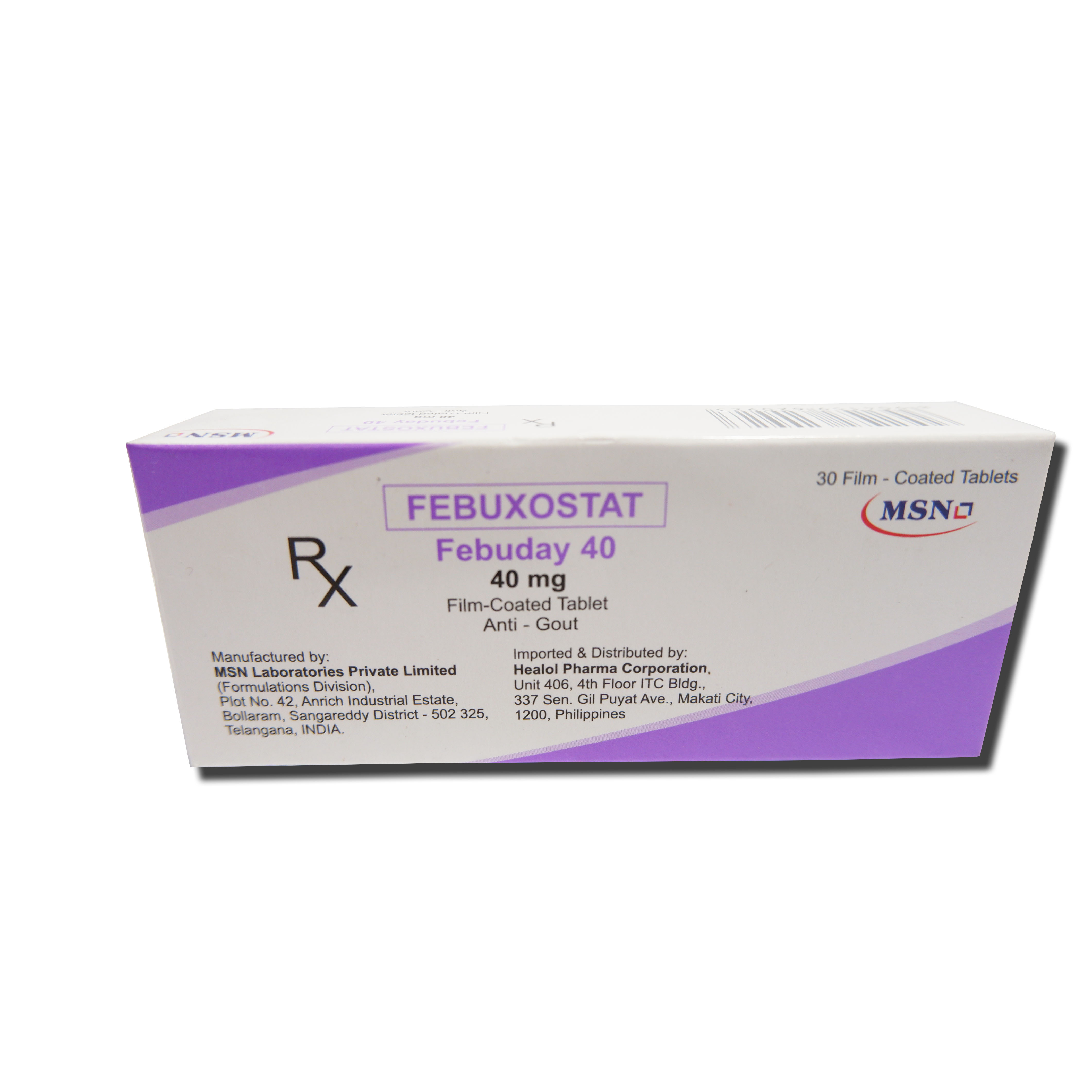 FEBUDAY Febuxostat 40mg Film-Coated Tablet 1's price in the Philippines ...